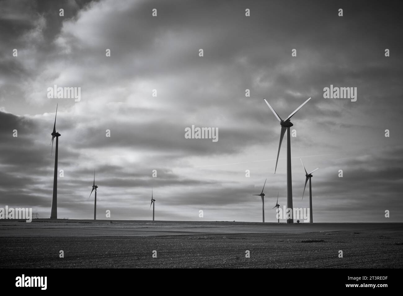 wind farm at sunrise in Romania Stock Photo - Alamy