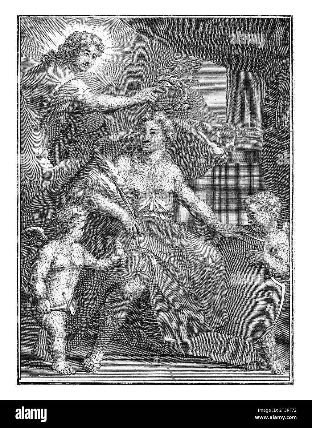 Apollo laurels Poetry, Matthijs Pool, after Johannes Verhoek, 1726 ...