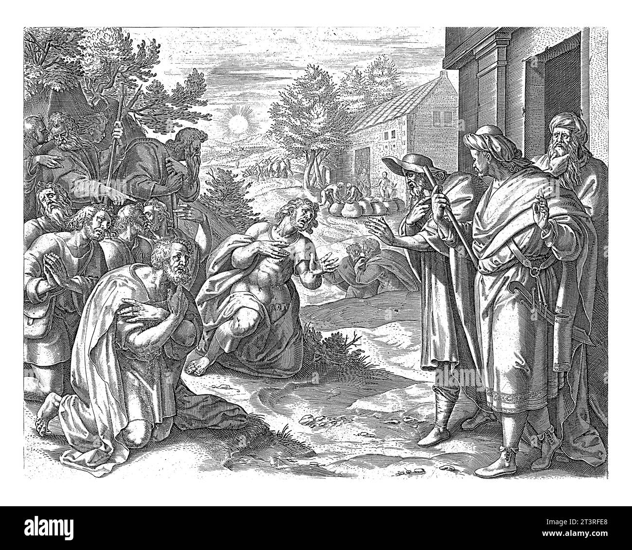 Josephs brothers kneel Black and White Stock Photos & Images - Alamy