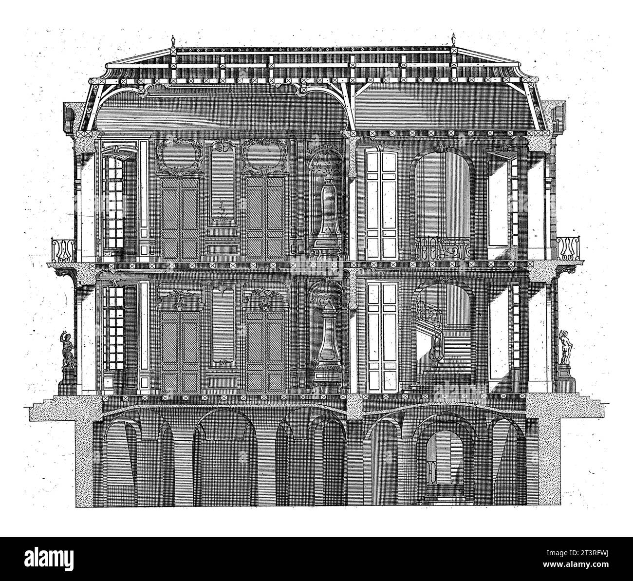 Cross section of country house, Carl Albert von Lespilliez, after ...