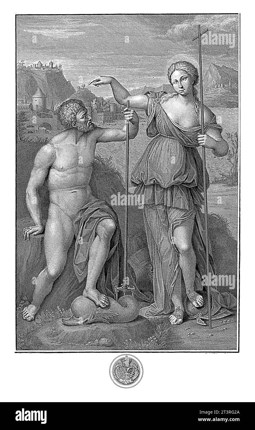 Allegorical representation: Neptune blessed by faith, Jacob Folkema, after Marcello Bacciarelli ...