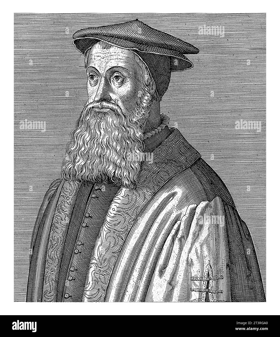 Portrait of John Bale, Hendrick Hondius (I), 1599 Bust to the left of ...