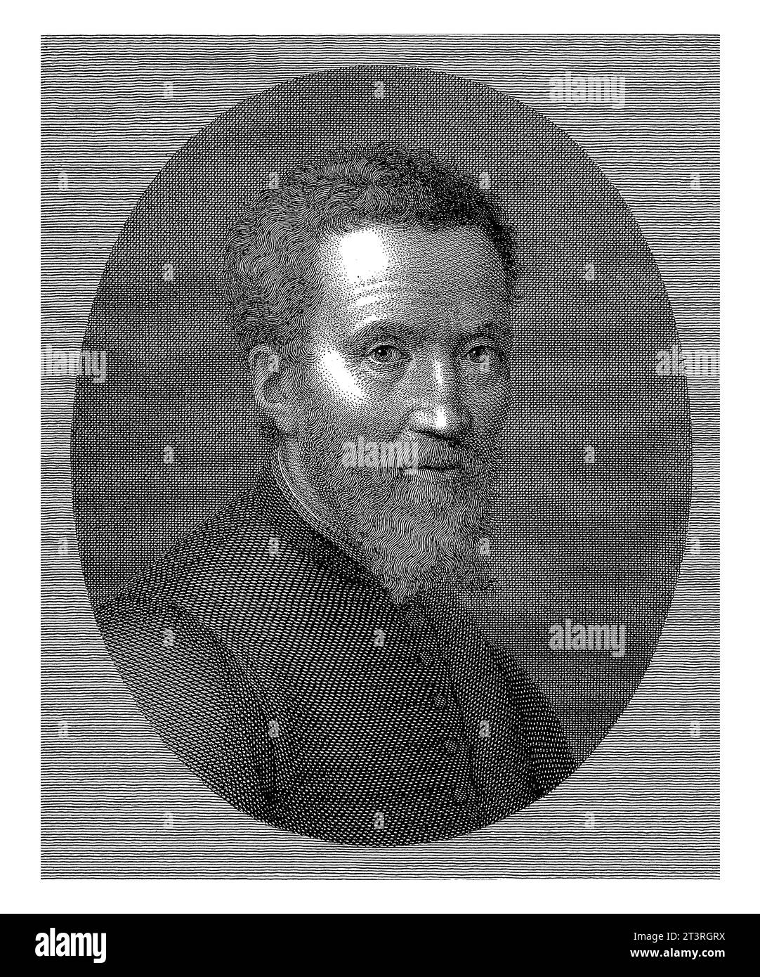 Portrait of the artist Michelangelo, Raphael Morghen, 1829 Stock Photo ...