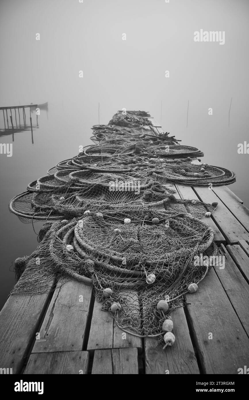 Tangled fish nets Black and White Stock Photos & Images - Alamy