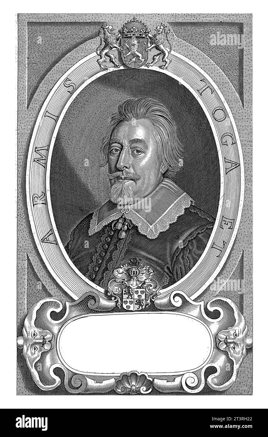 Portrait of Frans van Donia, Pieter de Jode (II), after Anselm van Hulle, 1648 Bust portrait of ...