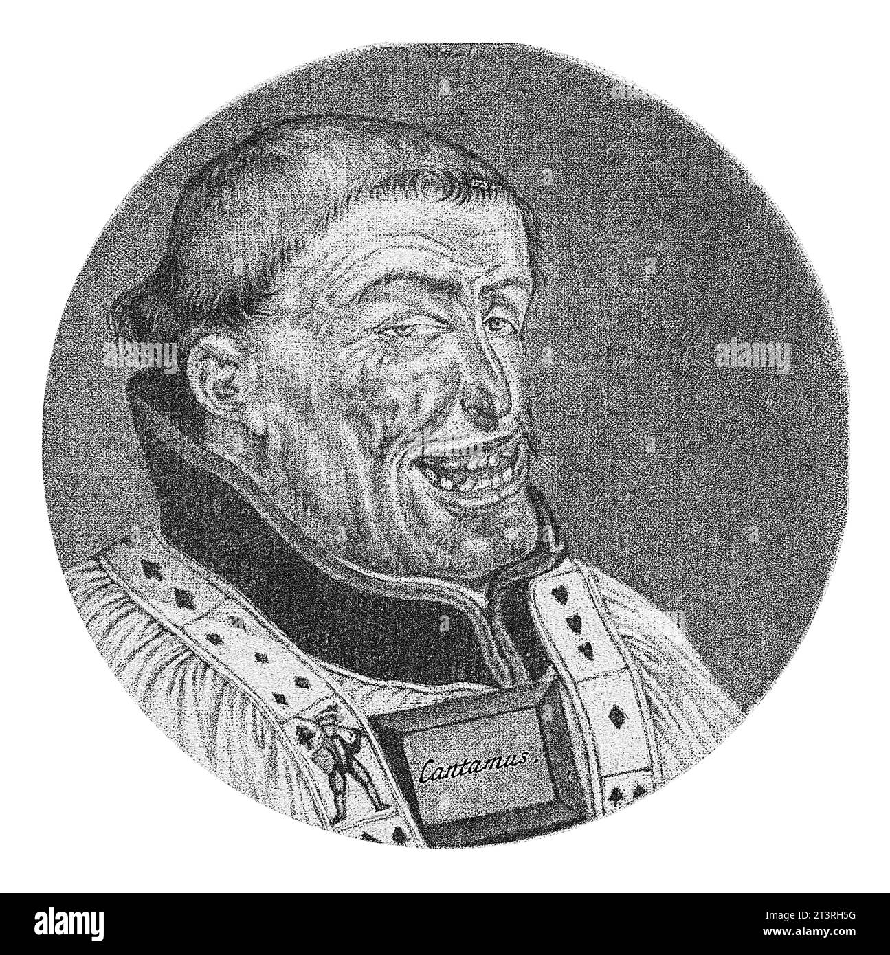 Laughing monk with playing cards, Jacob Gole, after Cornelis Dusart ...