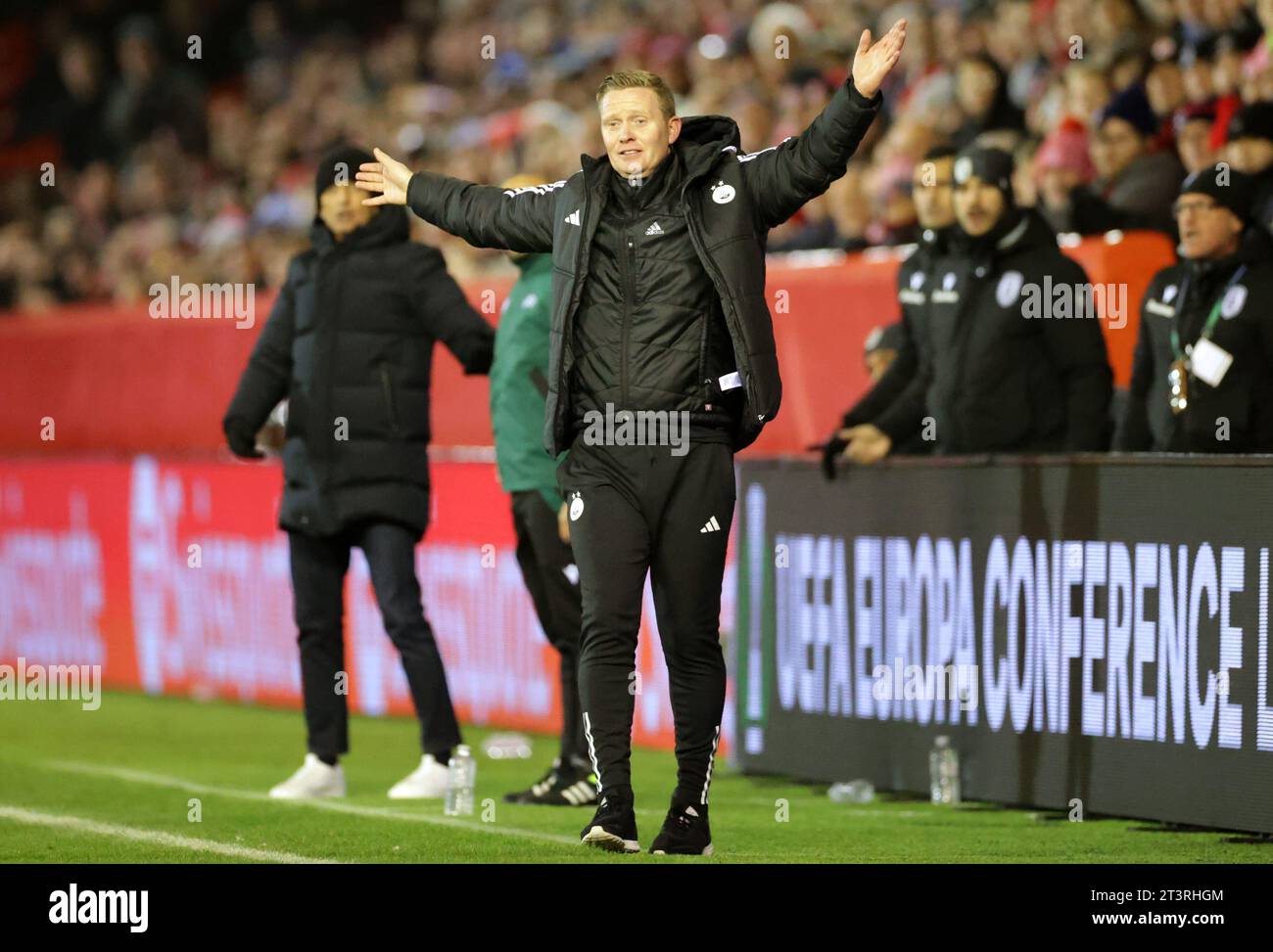 Aberdeen manager Barry Robson reacts on the sideline during the UEFA ...
