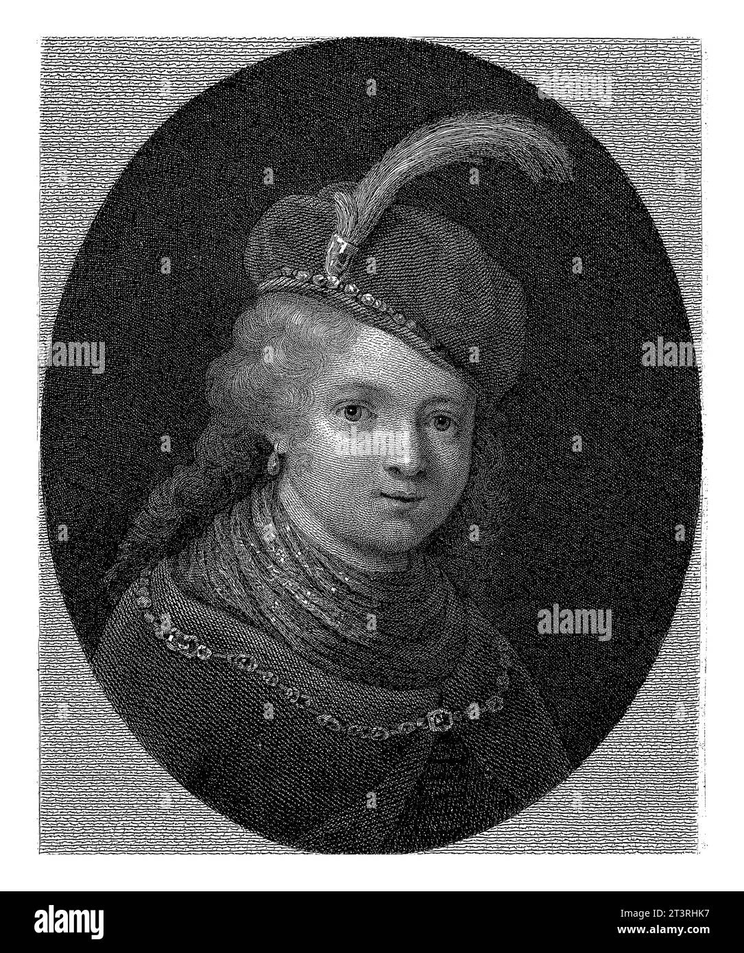 Portrait of a boy with a feather on his cap Black and White Stock ...