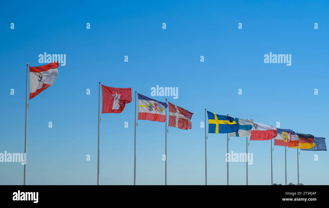 National and international flags waving in the wind Stock Photo - Alamy