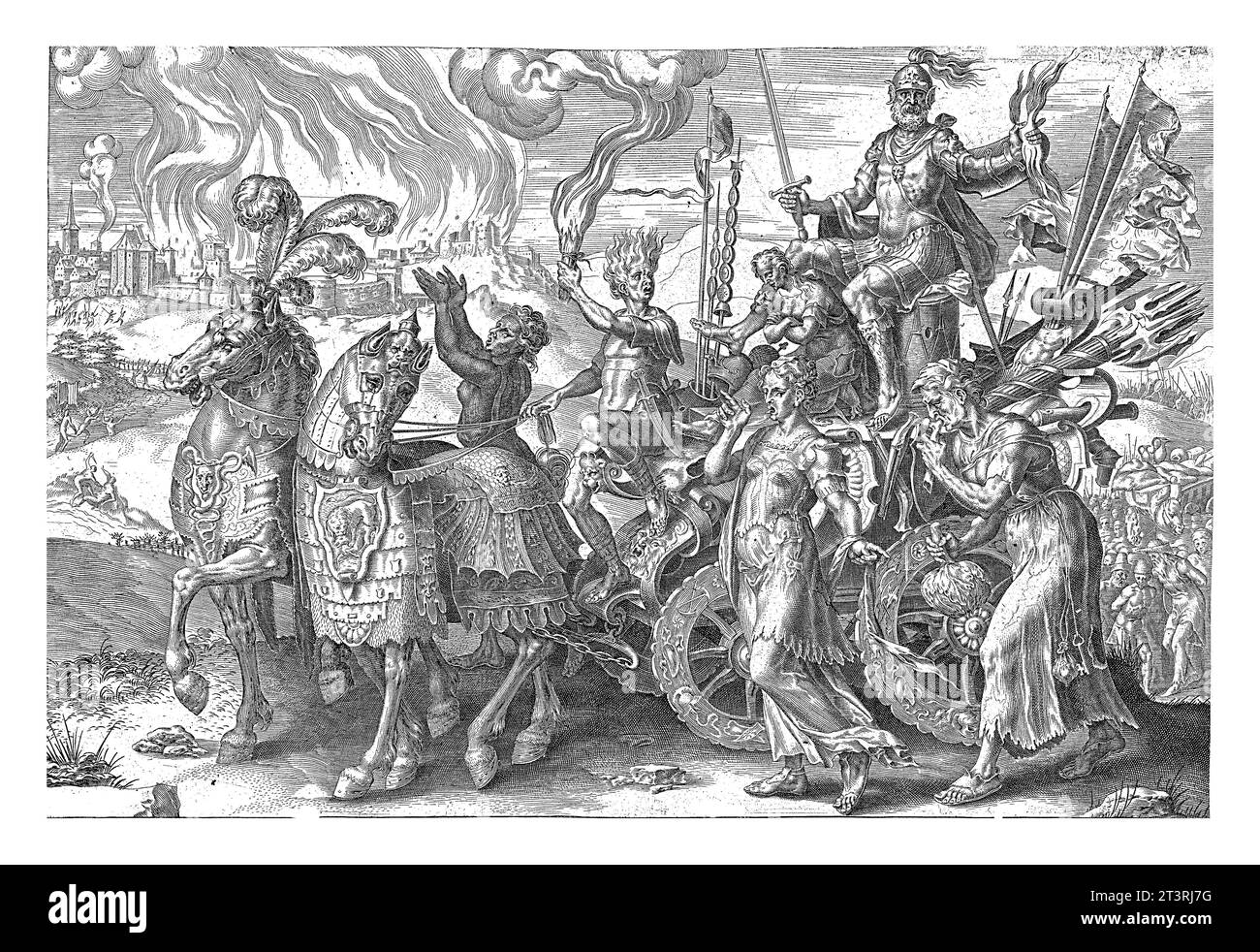 Triumphal Chariot with War (Bellum), Cornelis Cort, after Maarten van ...