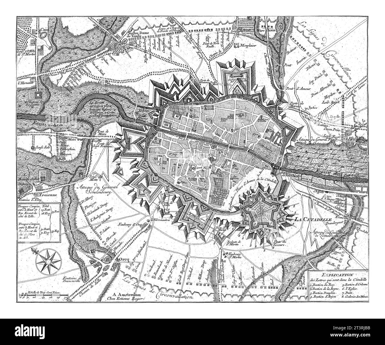 Plan of the siege of Tournai, 1709, anonymous, 1709 Map of Tournai ...