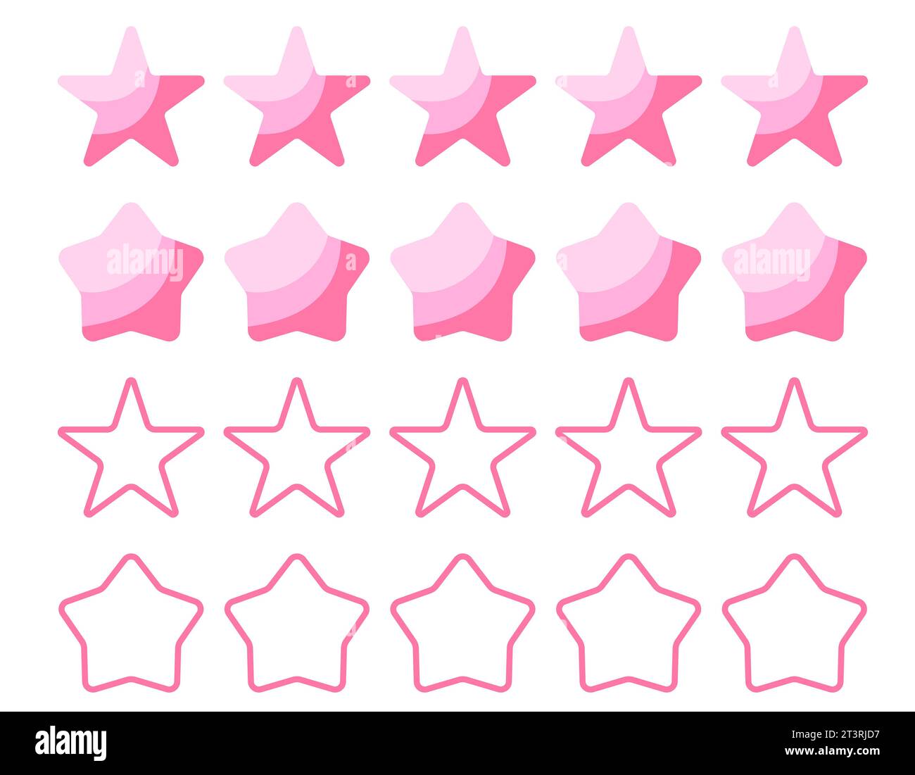 set of five vector pink shiny stars. Star figures set. Templates for ...