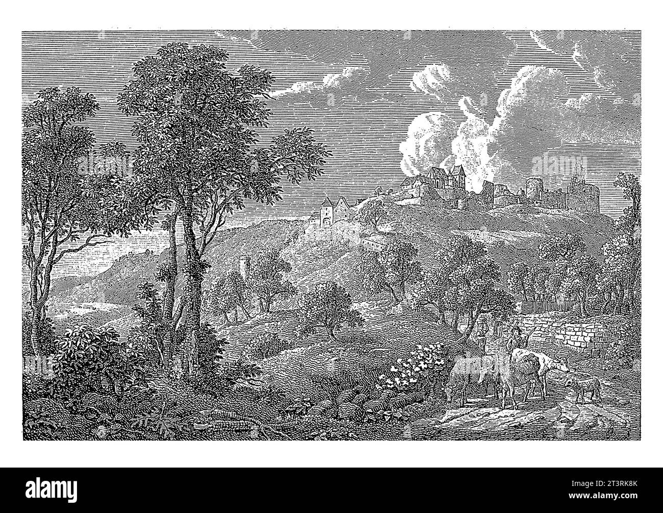 View of Waldleiningen Castle, Jakob Wilhelm Christian Roux, 1822 ...