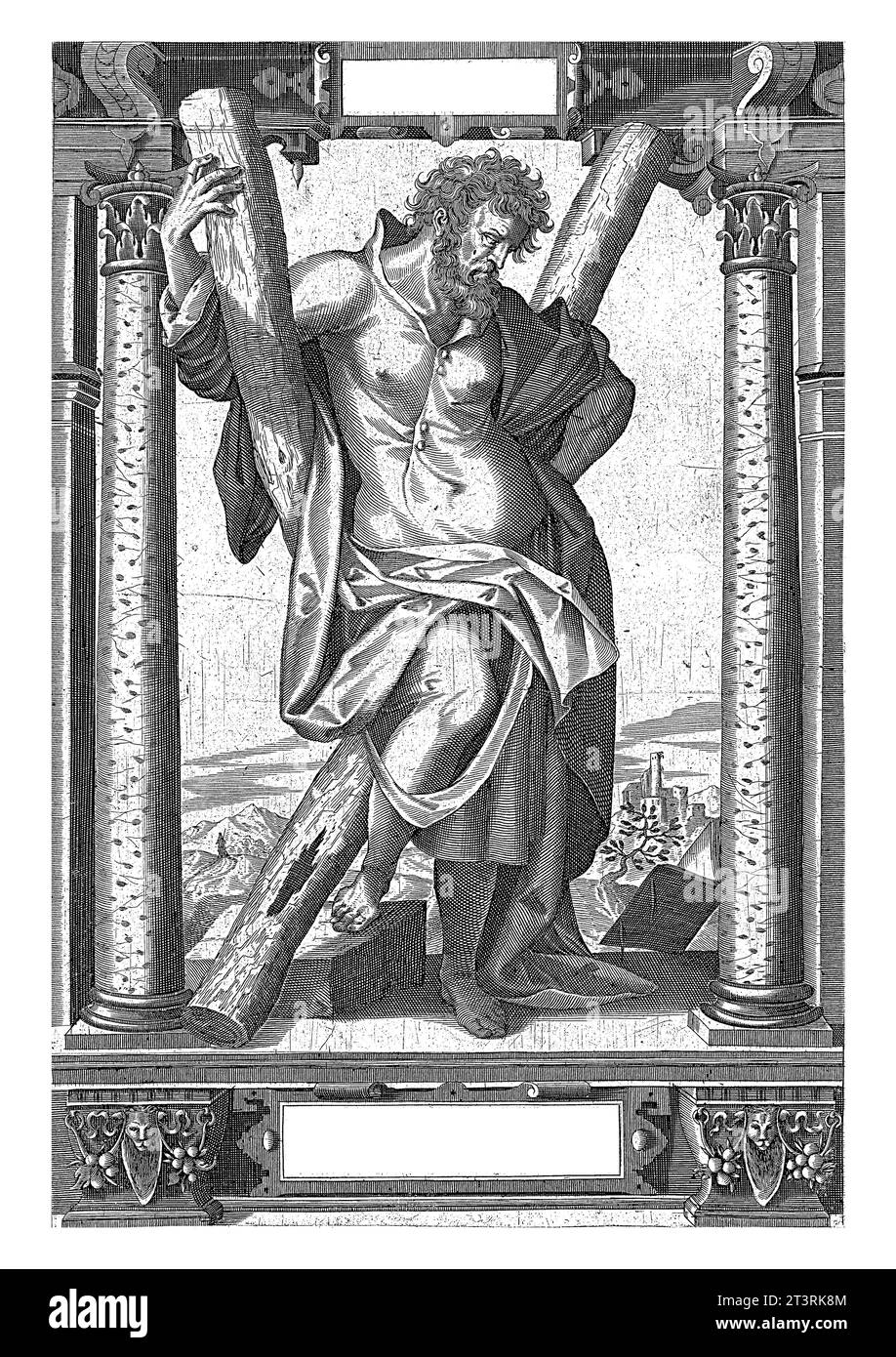 Andrew the Apostle, Dietrich Kruger, 1614, vintage engraved Stock Photo ...