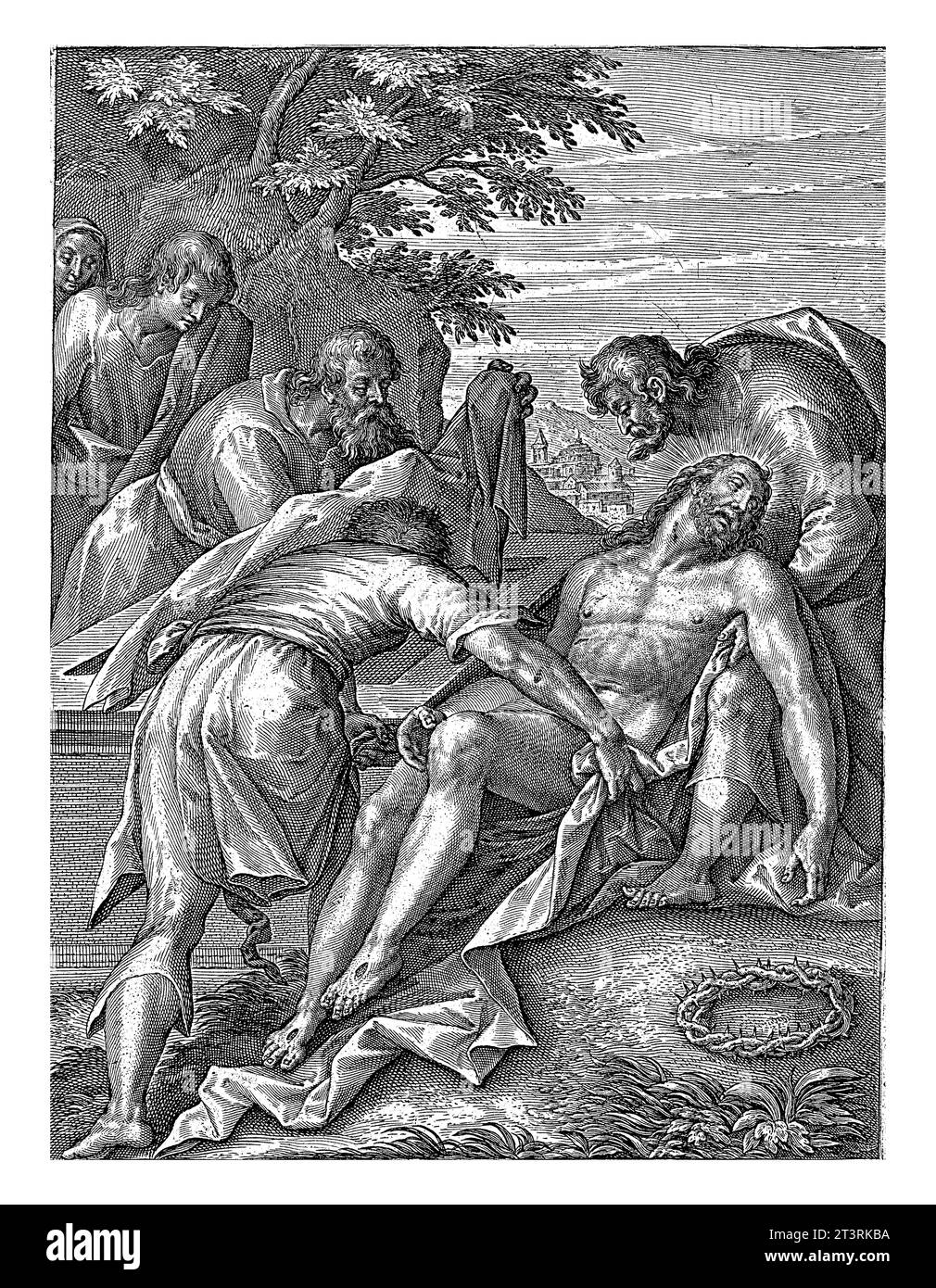 Entombment of Christ, Crispijn van de Passe (I), 1574 - 1637 Christ is ...