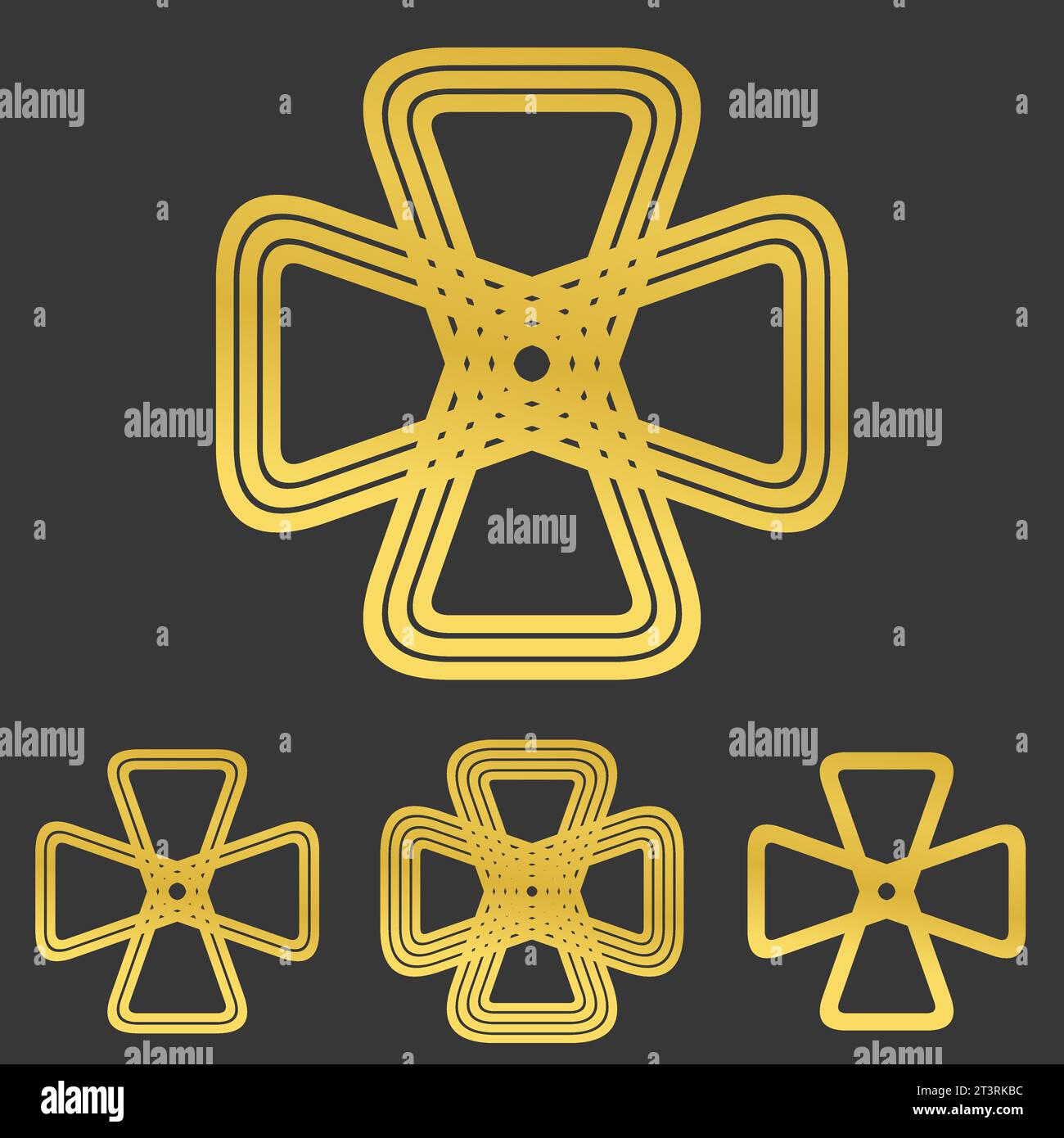 Golden line engineering logo design set Royalty Free Vector Stock ...