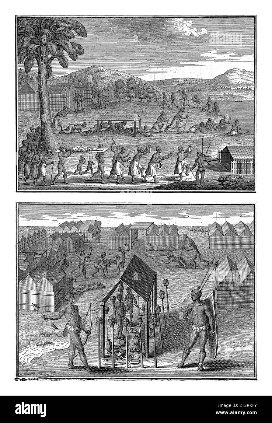 Funeral Rites in Guinea, Bernard Picart (workshop of), 1723 Sheet with ...