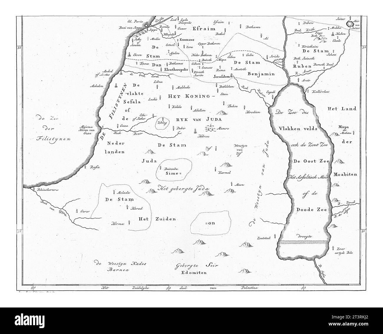 Map of the southern part of Palestine, Jan van Jagen, 1793, vintage ...