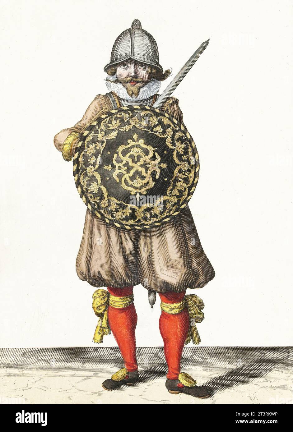 The exercise with shield and skewer: the soldier standing at rest with ...