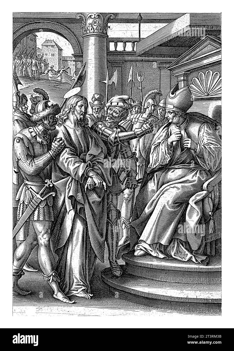 Christ before Caiaphas, Antonie Wierix (II), after Maerten de Vos, 1583 ...