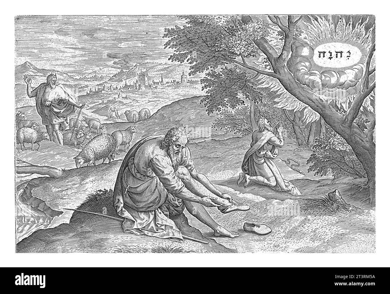 Moses and the burning bush Black and White Stock Photos & Images - Alamy