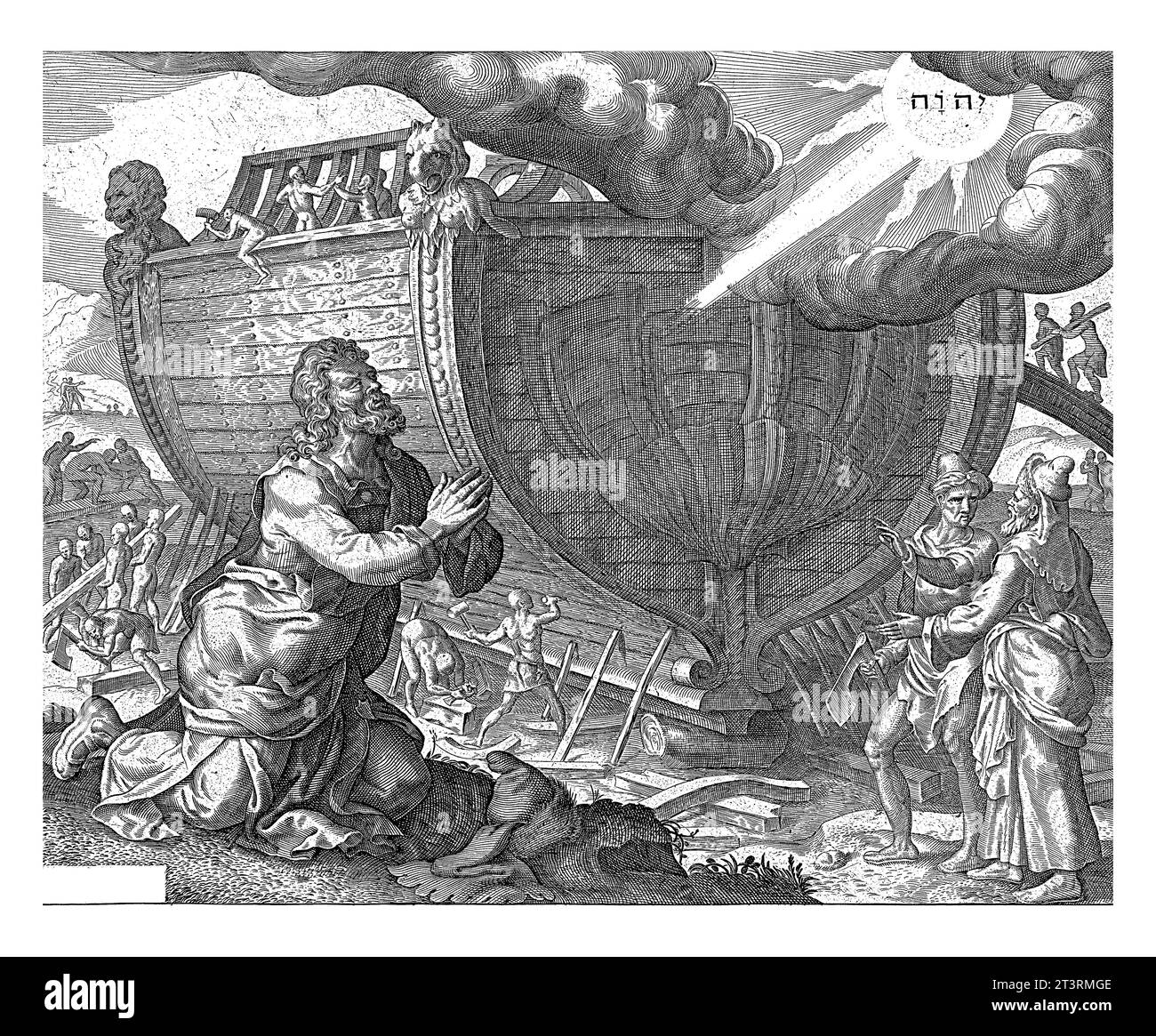 God orders Noah to build the ark, Cornelis Cort, after Maarten van ...