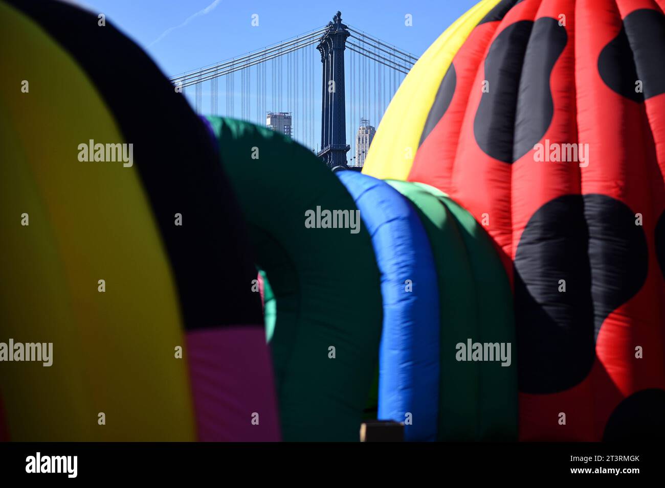 New York, USA. 26th Oct, 2023. Large balloon tents are set up for an ...