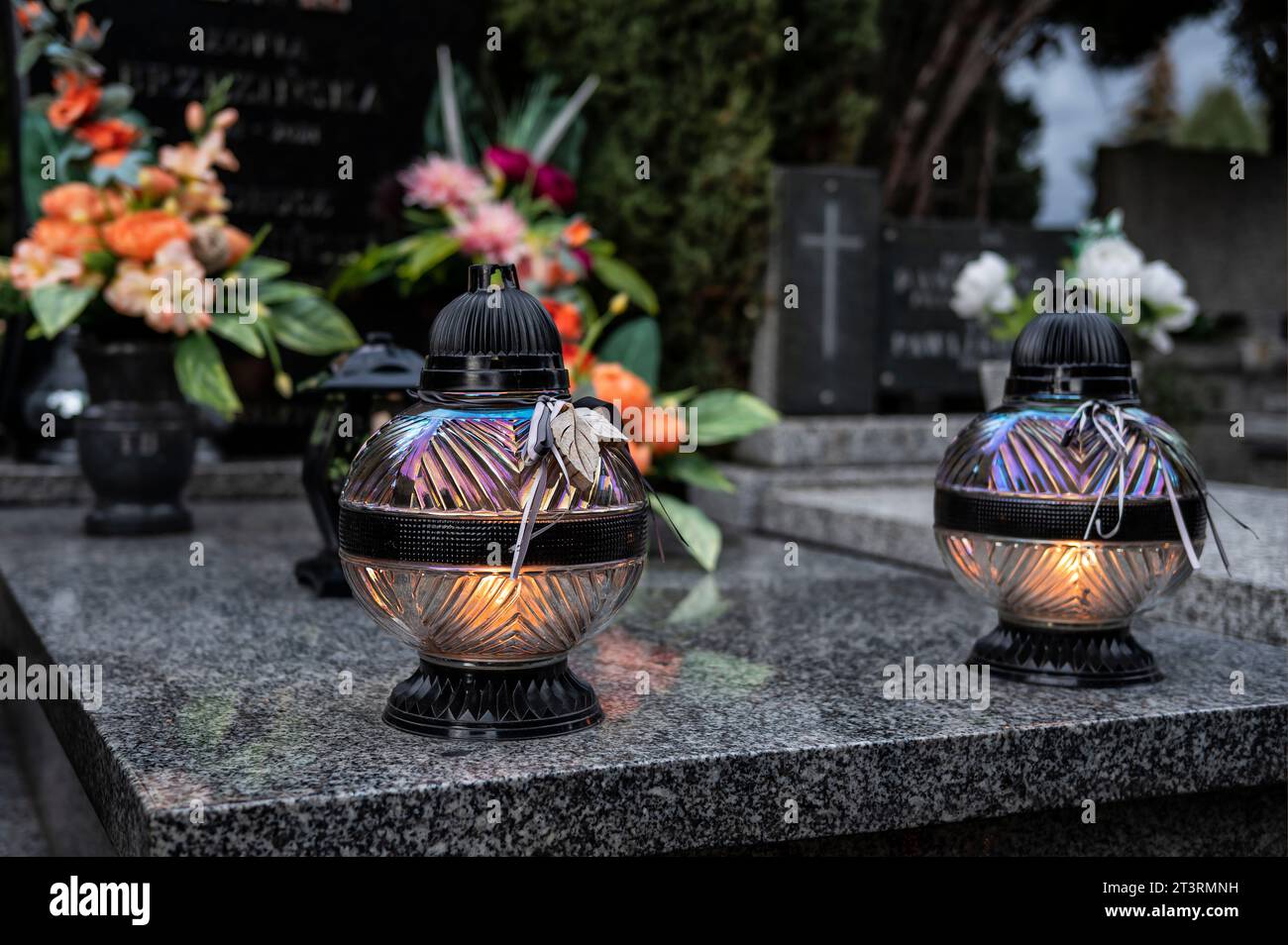 Decorated graves at the Catholic Cemetery Stock Photo - Alamy