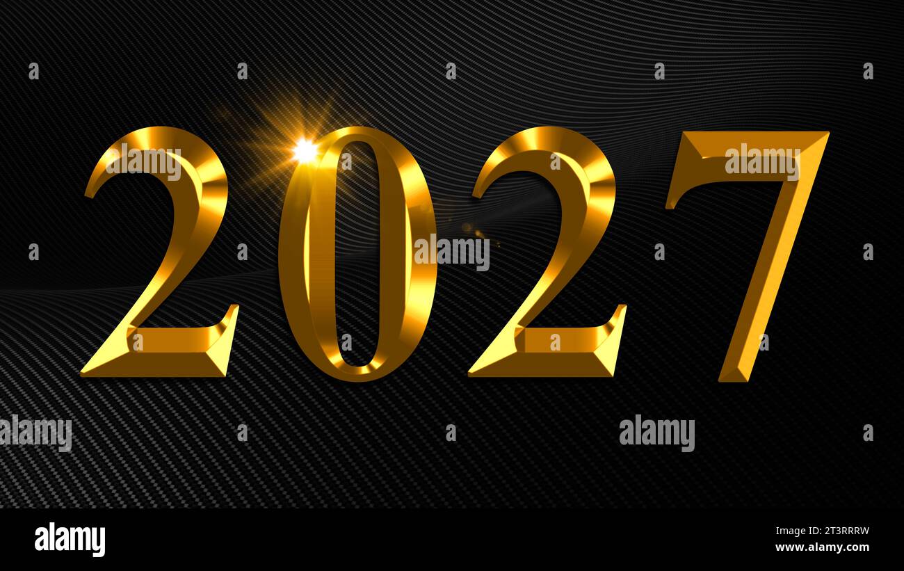 Number 2027 in golden digits on dark background, new year Stock Photo ...