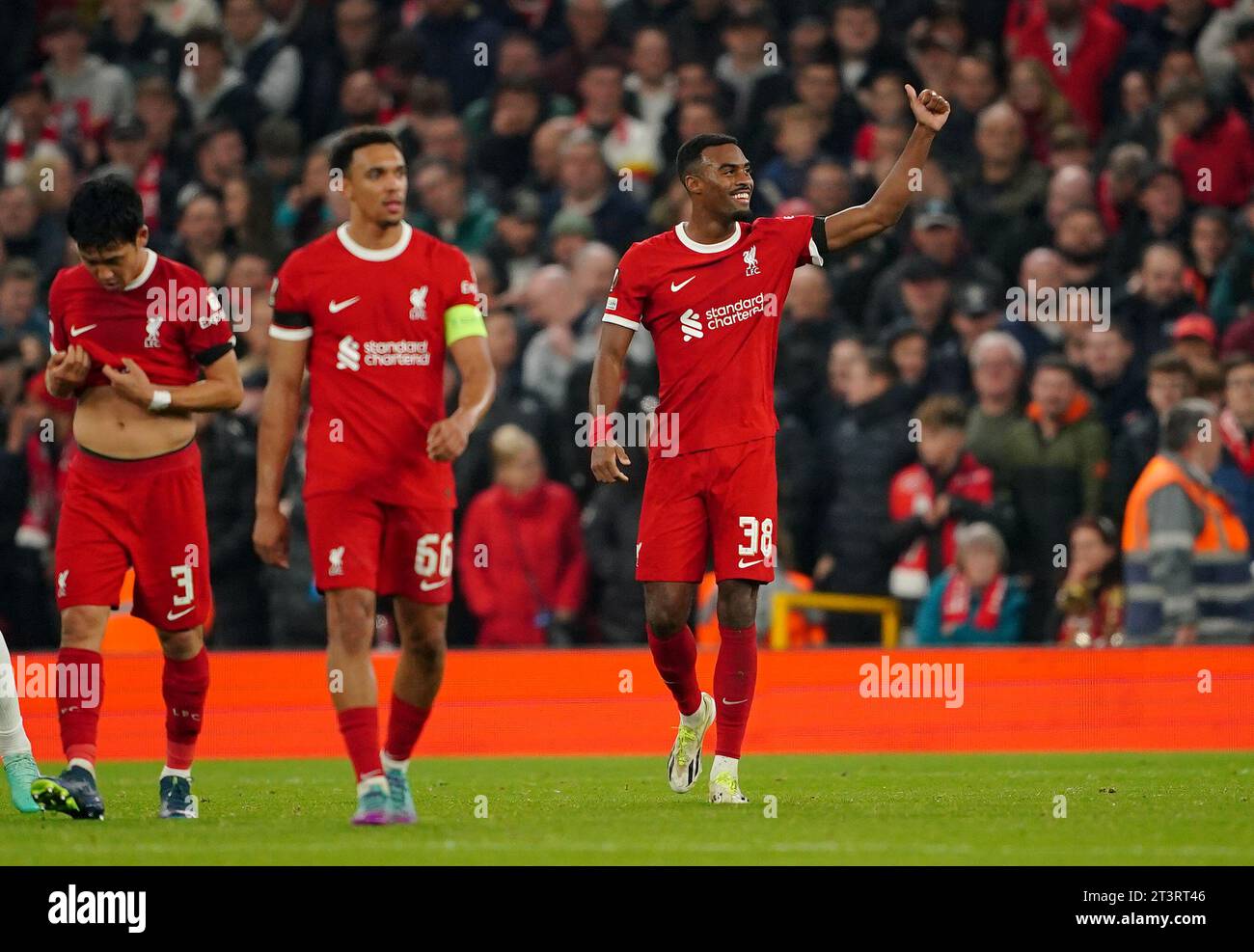Liverpool's Ryan Gravenberch celebrates scoring their side's fourth ...