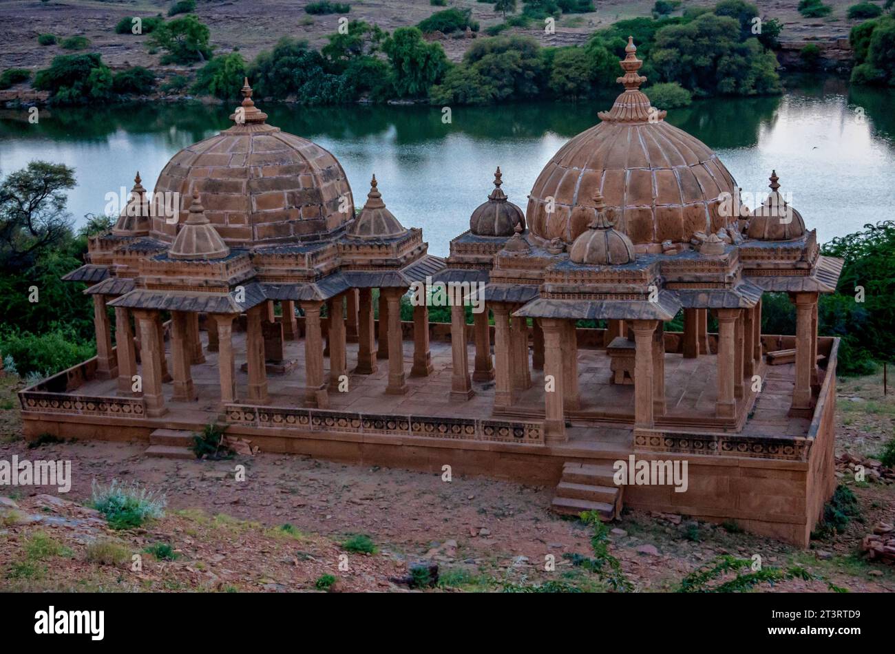 Royal Chhatri Cenotaphs in Bada Bagh, Jaisalmer, Rajasthan, India Stock ...