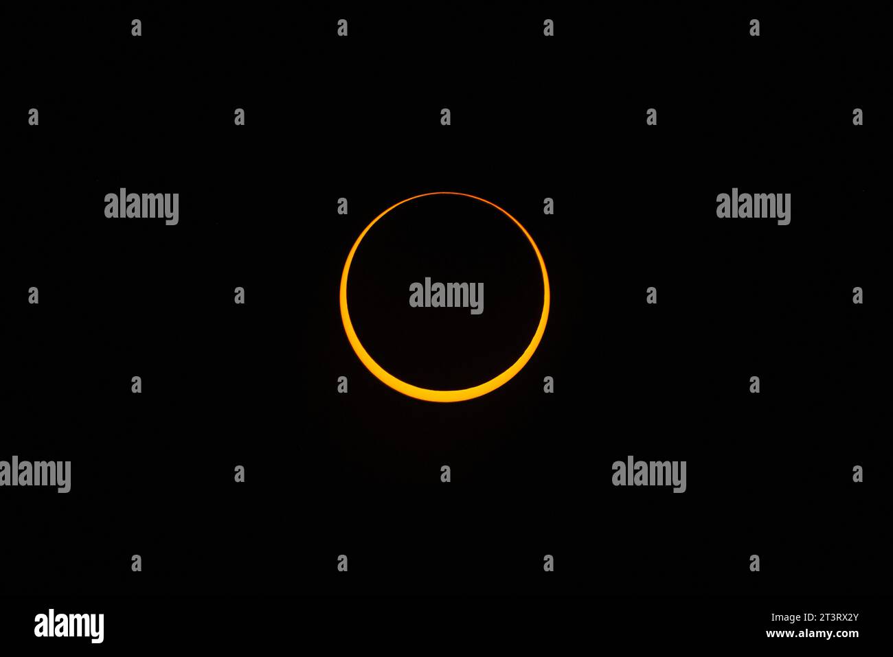 2023 Annular Solar Eclipse at the point of the ring of fire viewed near ...