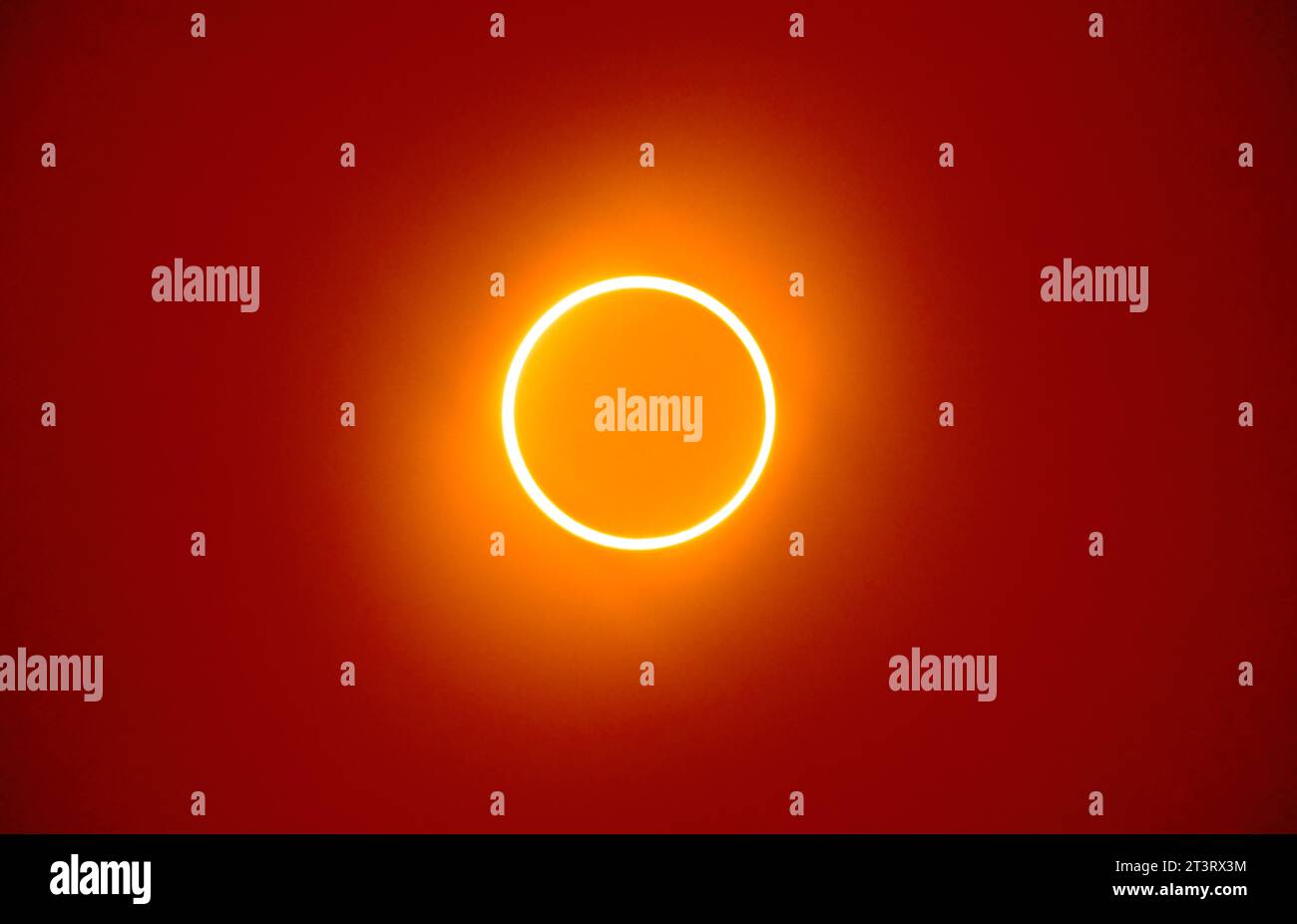 2023 Annular Solar Eclipse at the point of the ring of fire viewed near ...