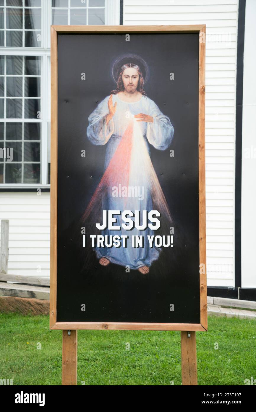 Sign of the Vilnius image of Divine Mercy outside St Augustines Church ...