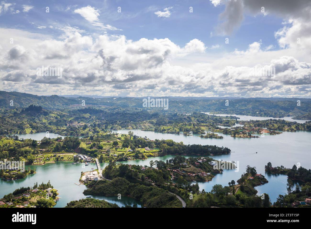 Panorama view of Guatape lake area, Colombia, South America Stock Photo ...