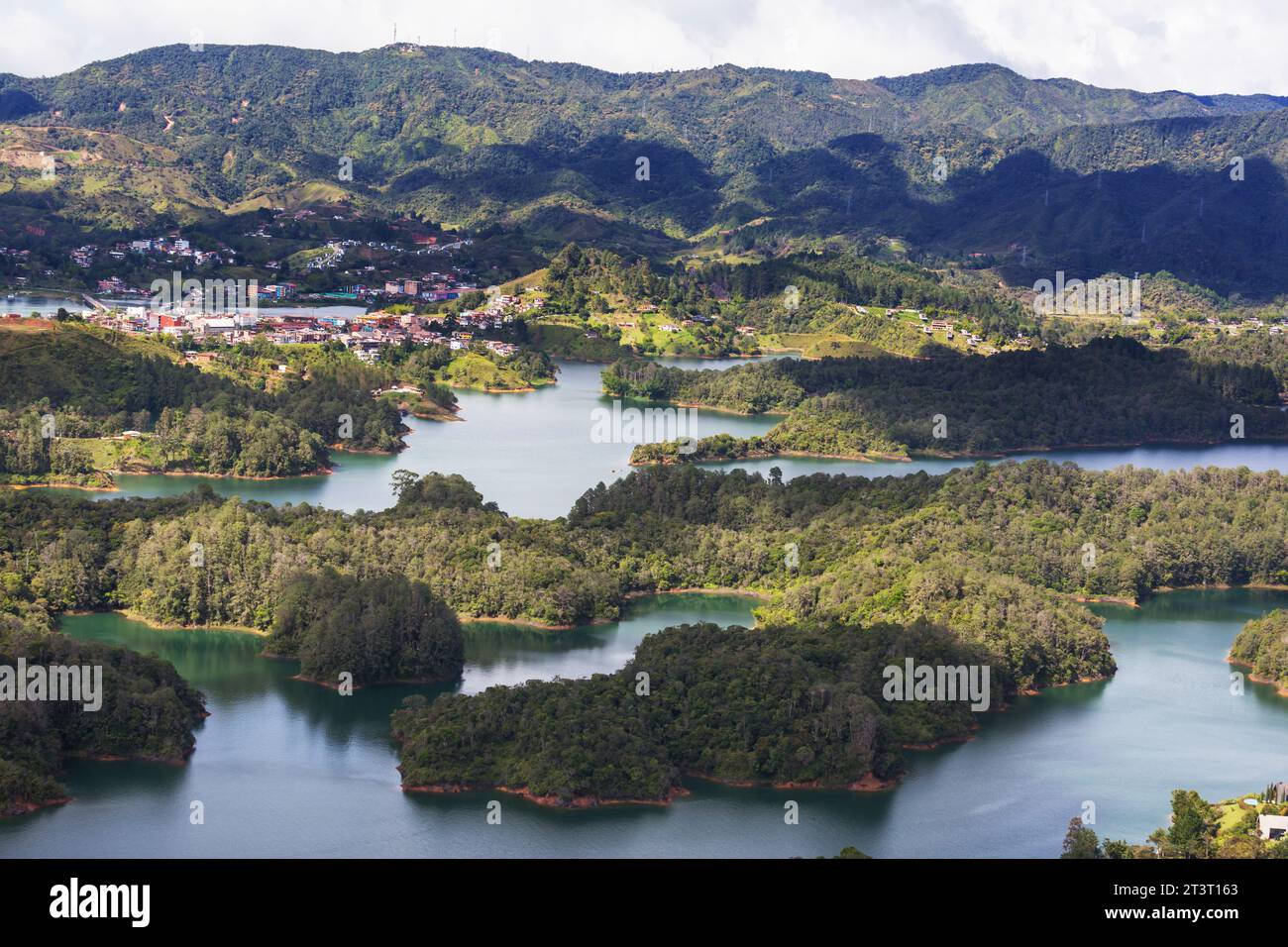 Panorama view of Guatape lake area, Colombia, South America Stock Photo ...