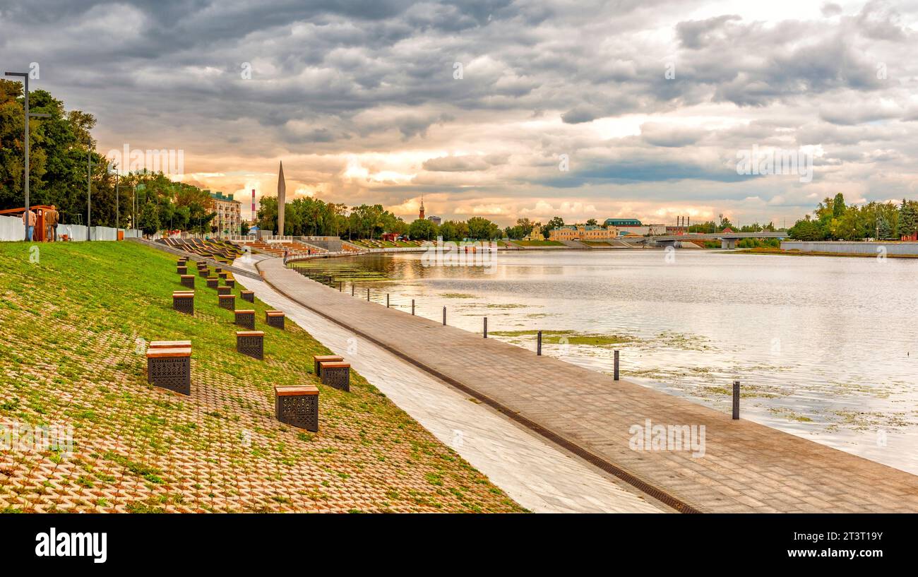 The embankment of the Sura River in the city of Penza with a view of ...