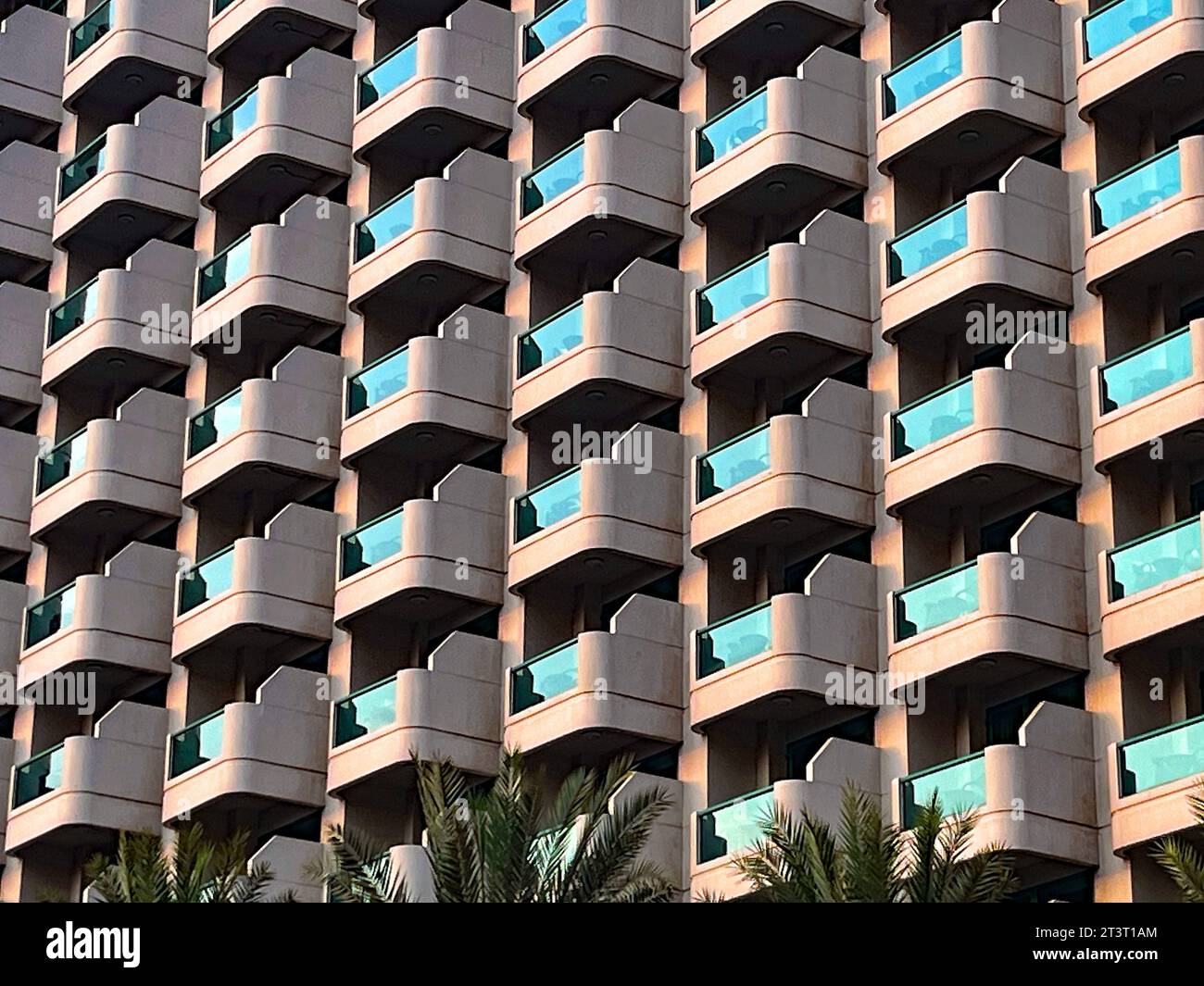 Dubai, UAE- September 21st 2023: A large group of repeating balconies ...