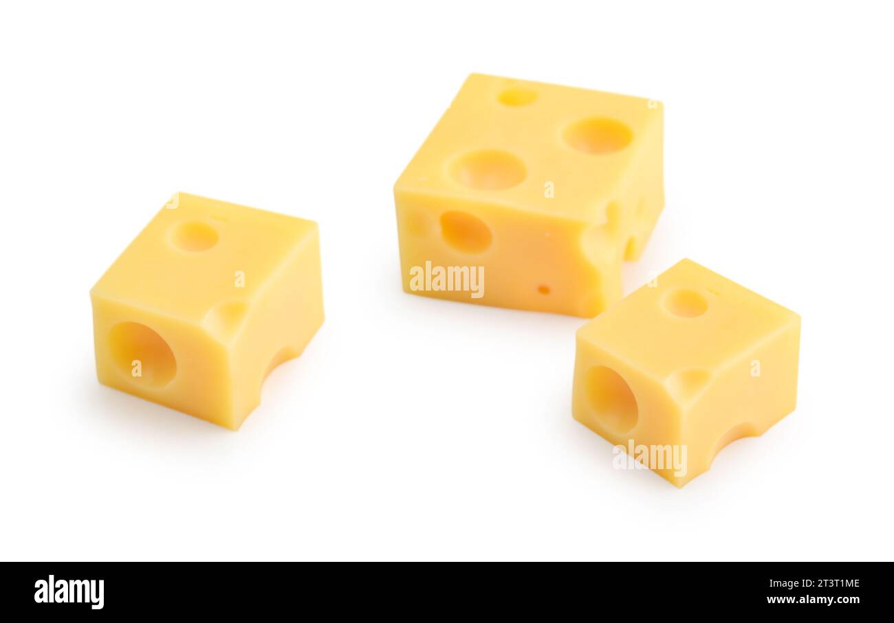 Cheese with holes large and small isolated on white background Stock ...