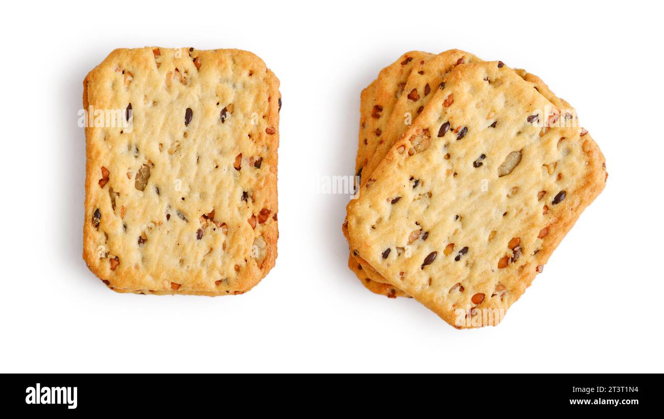 Multigrain crunchy crackers isolated on white background Stock Photo ...