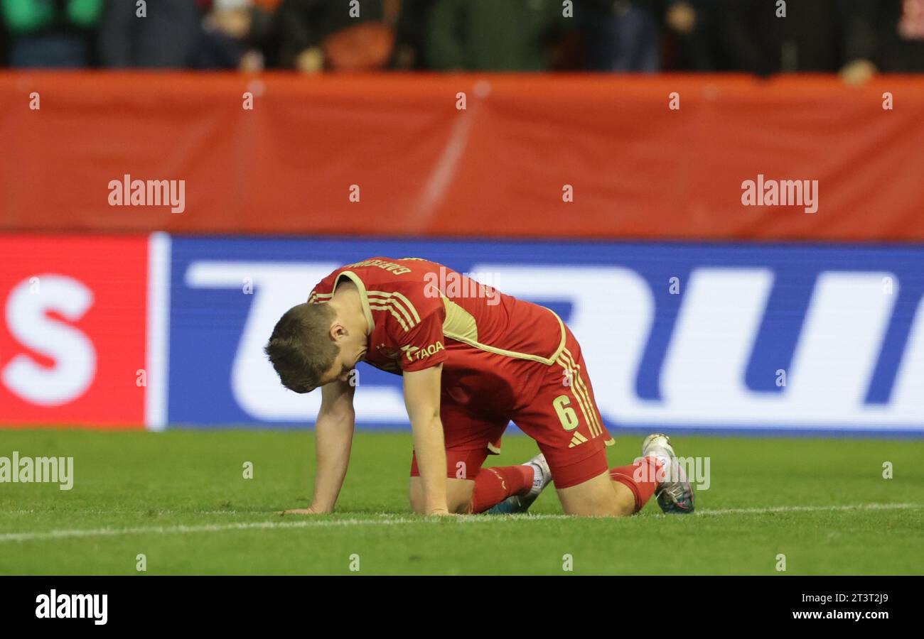 Aberdeen's Stefan Gartenmann reacts following defeat during the UEFA ...