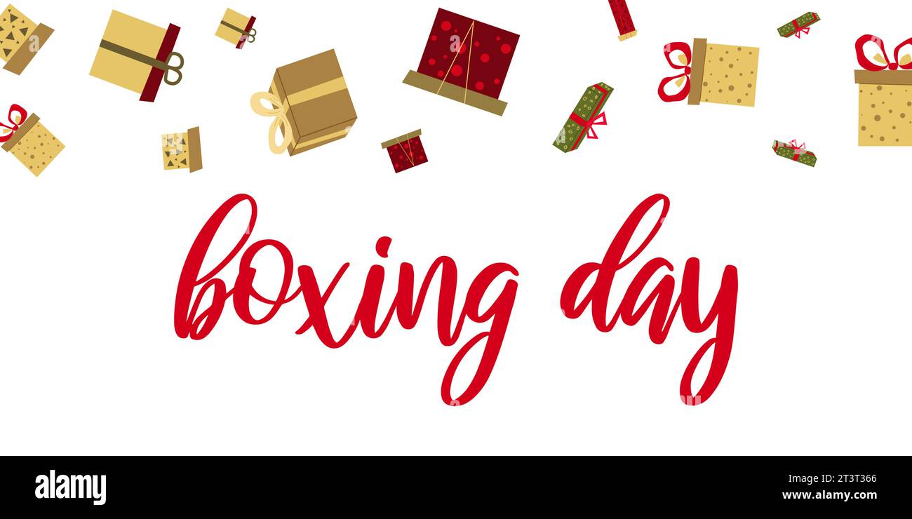Boxing Day. Horizontal banner. Color Holiday Boxes. The boxes on top ...