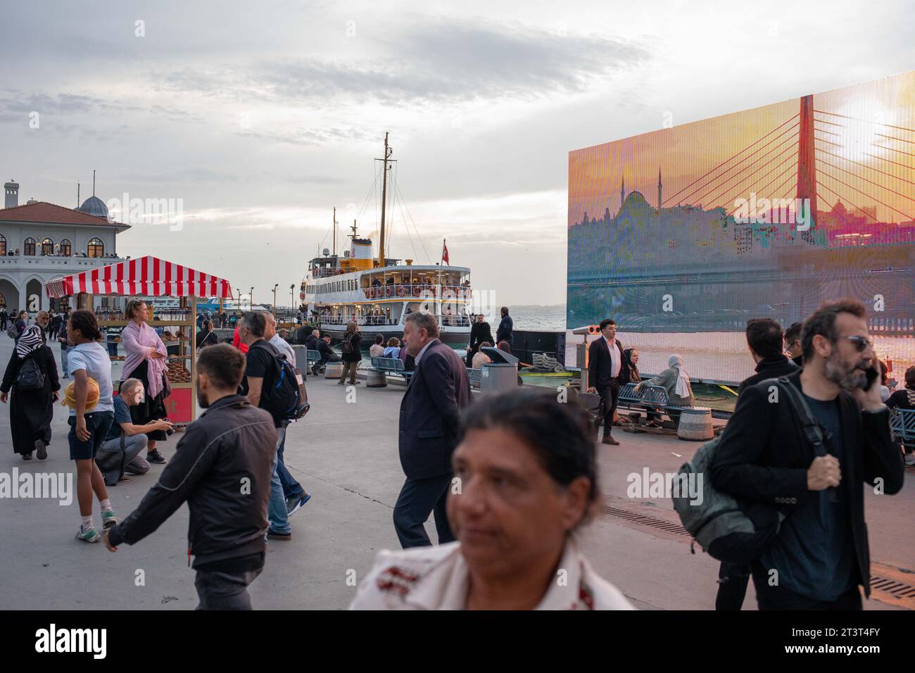 October 26, 2023: Giant floating screen prepared for the celebration of ...