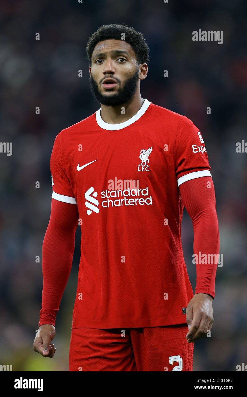 Liverpool, UK. 26th Oct, 2023. Joe Gomez of Liverpool looks on. UEFA ...