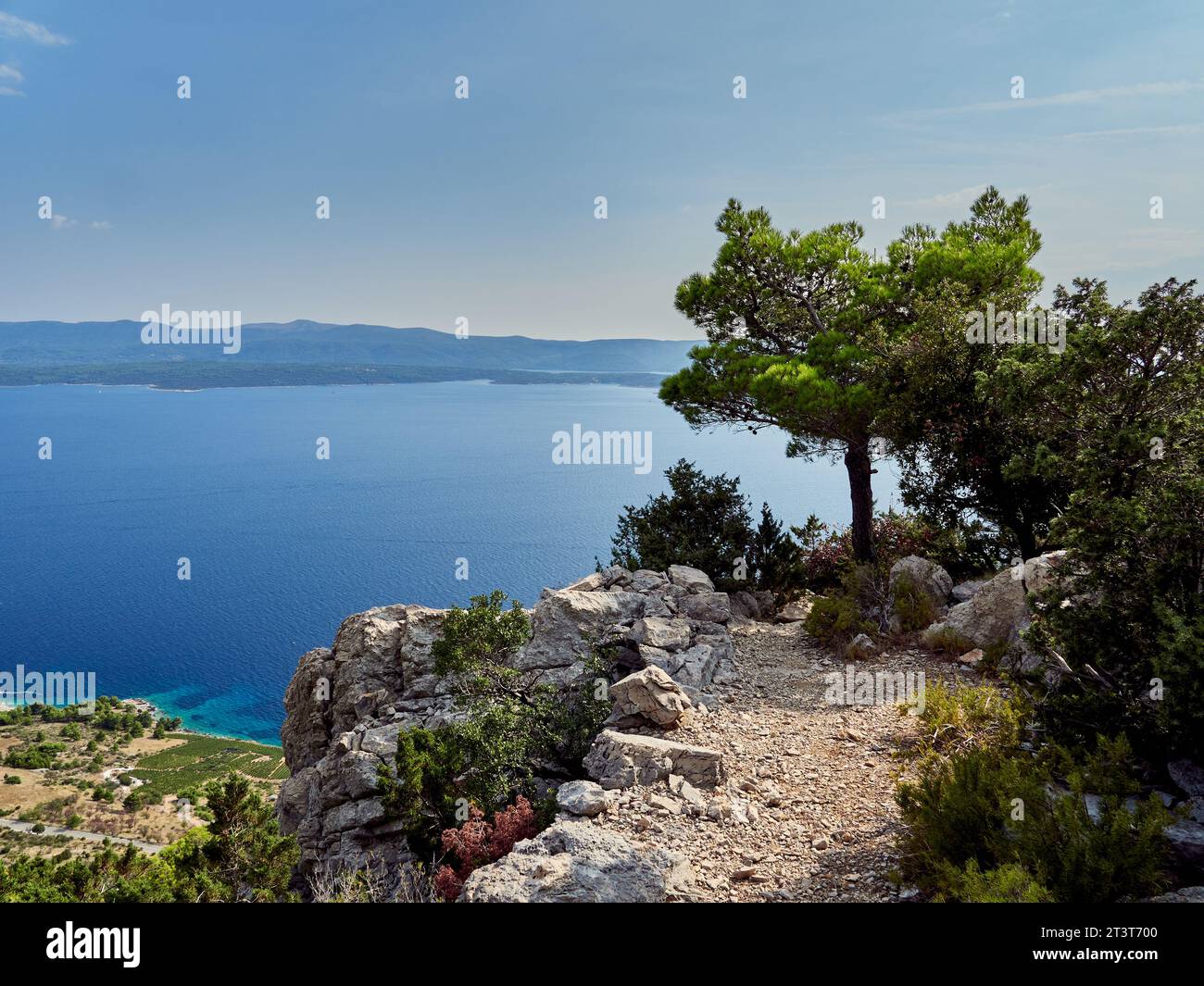 Panoramic view of the island of Hvar from the hills on the island of ...