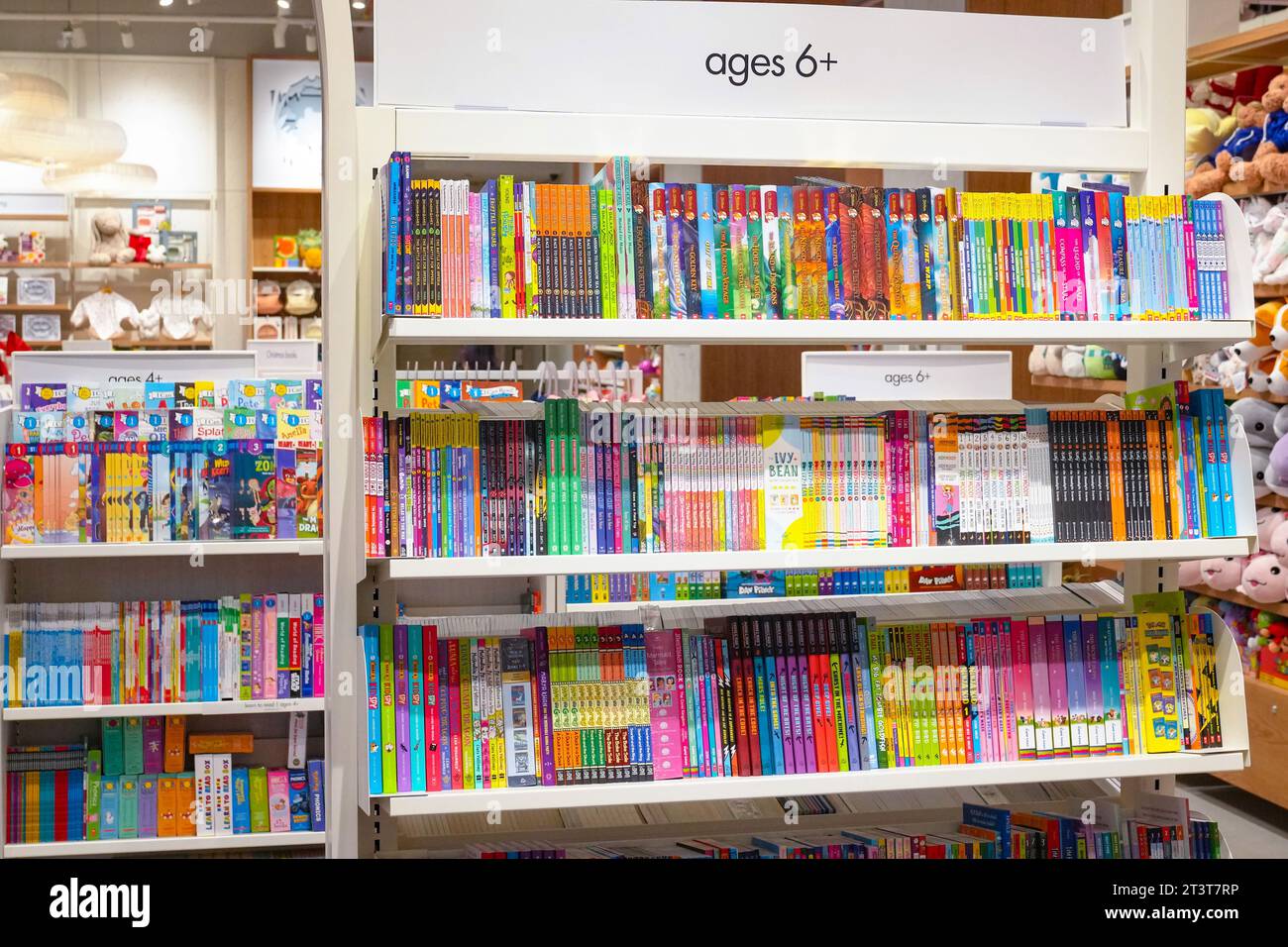 Children's books stand on display at an Indigo store in Toronto, on ...