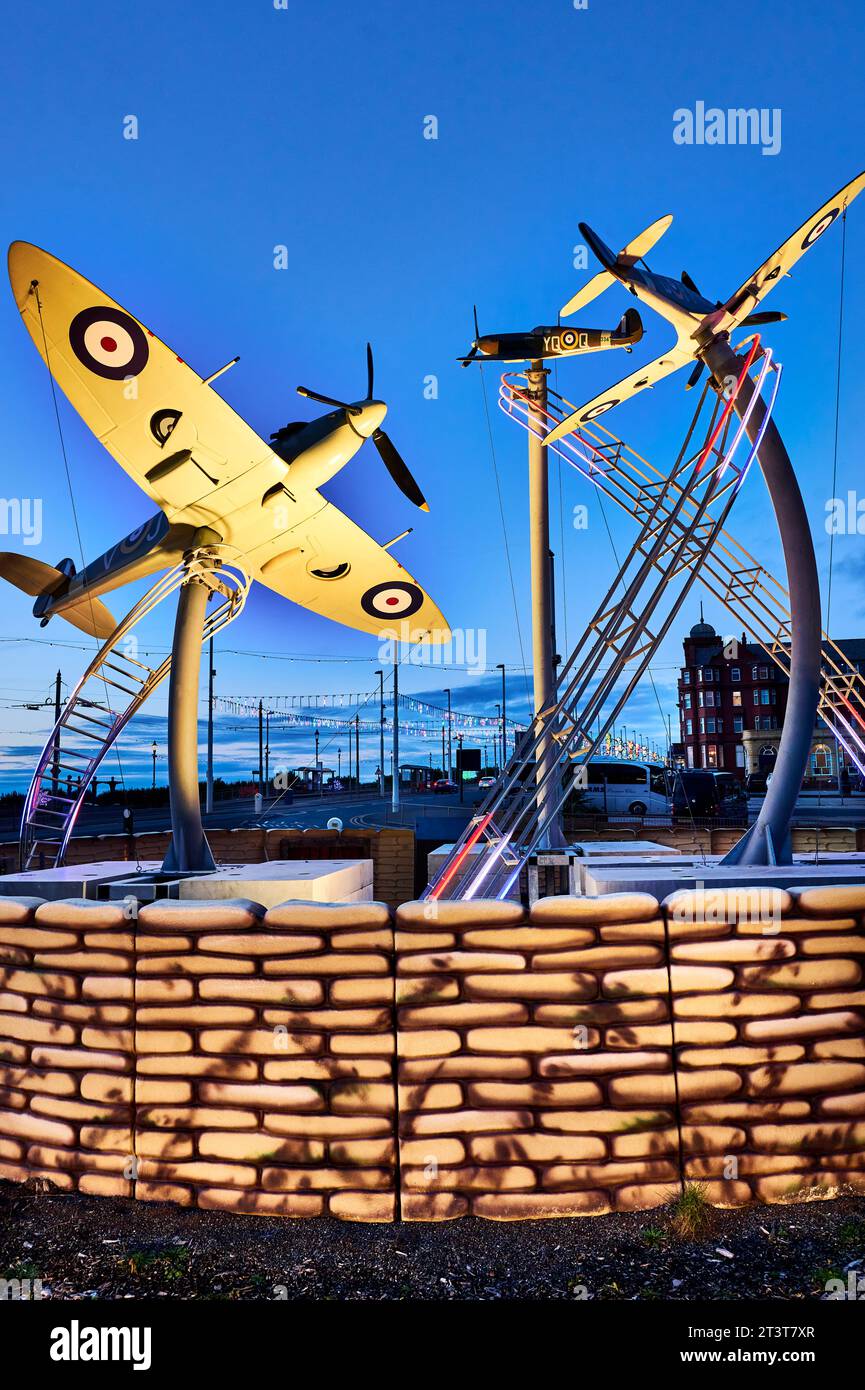 Blackpool illuminations tribute to the Spitfire airplane Stock Photo ...