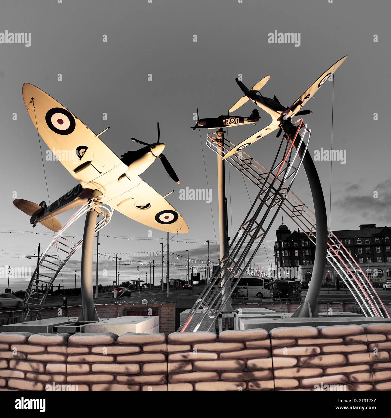 Blackpool illuminations tribute to the Spitfire airplane Stock Photo ...