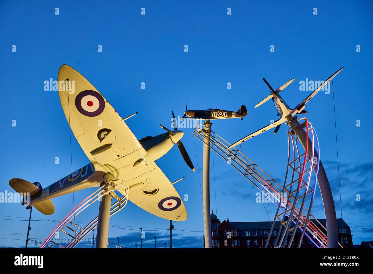 Blackpool illuminations tribute to the Spitfire airplane Stock Photo ...