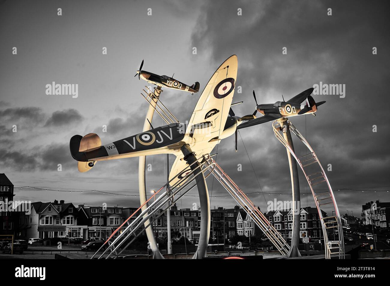Blackpool illuminations tribute to the Spitfire airplane Stock Photo ...